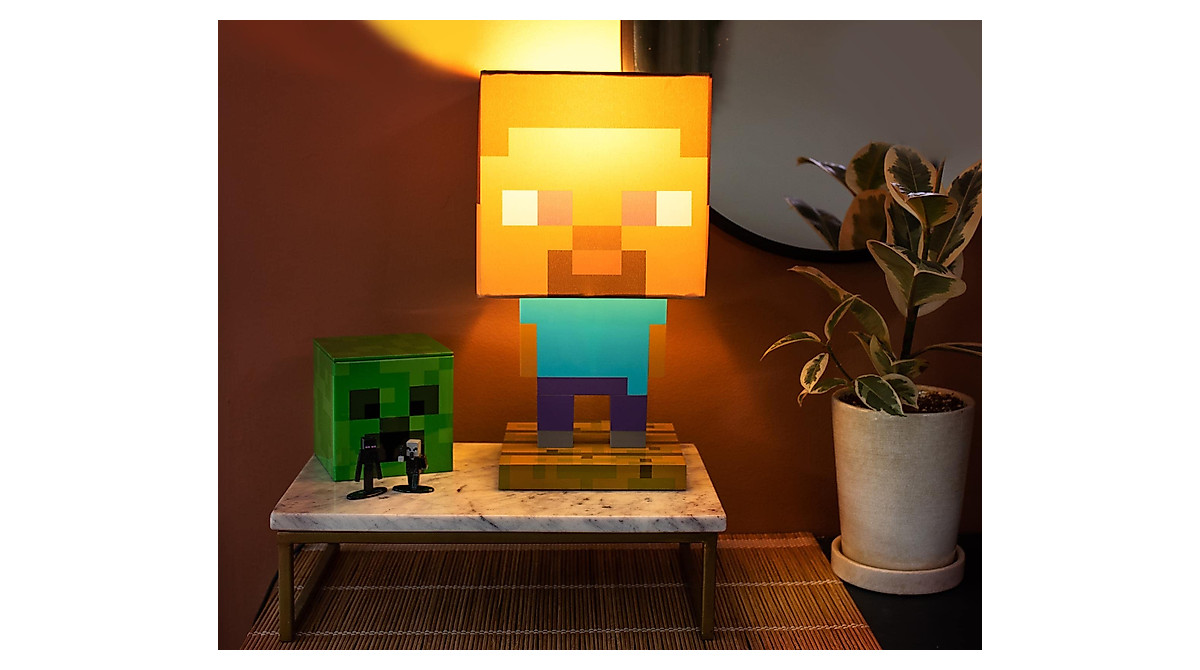 Minecraft Steve 13-Inch LED Desk Lamp - Official Gaming Mood Light