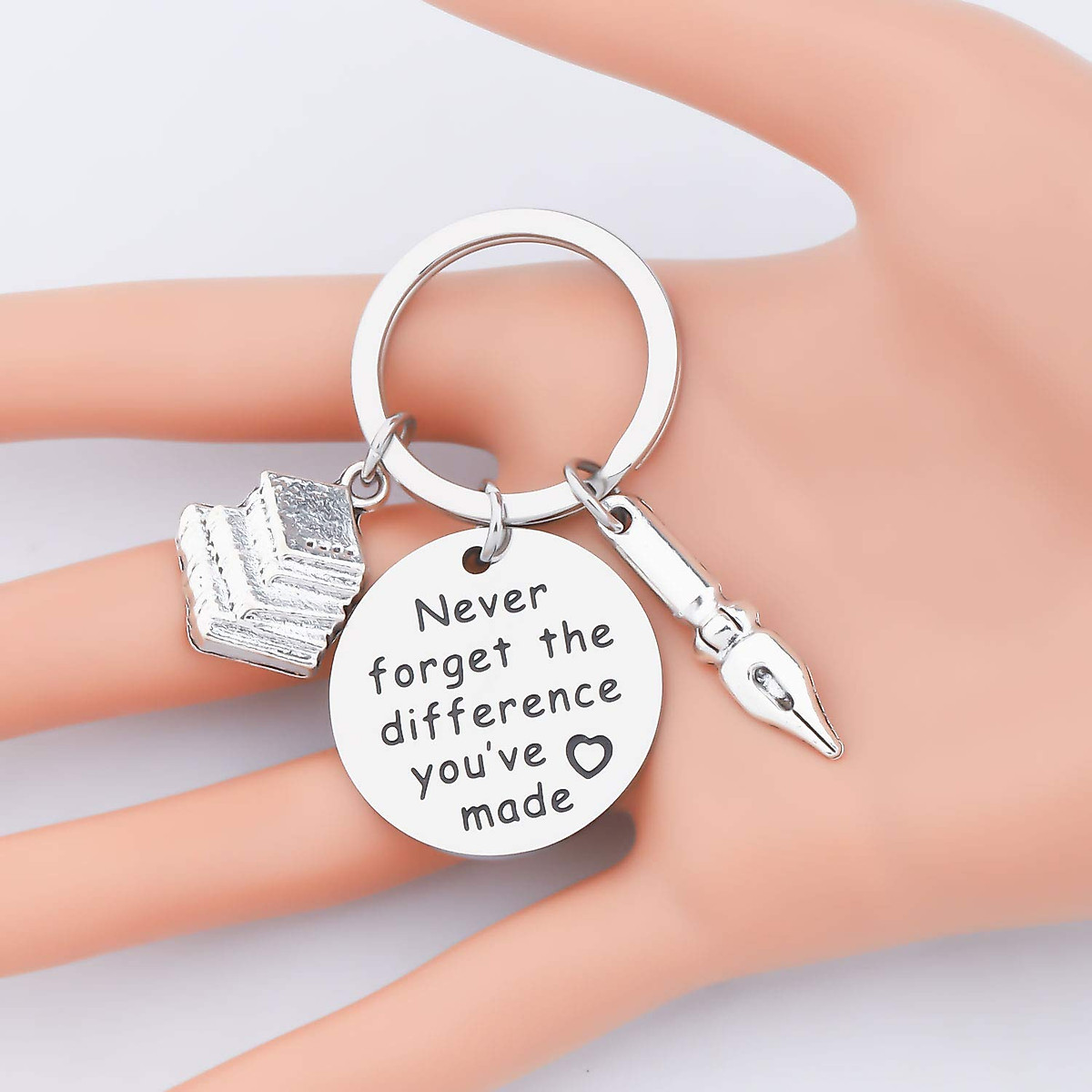MYOSPARK Writer Keychain Author Gift Never Forget The Difference You've Made Bibliophile Gift For Editor Librarian Journalist (difference writer keychain)