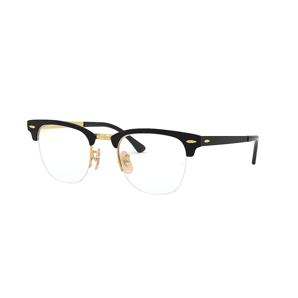 Ray-Ban RX3716VM Clubmaster Metal Square Prescription Eyeglass Frames, Black On Arista/Demo Lens, 50 mm