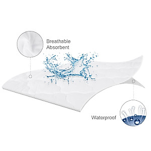 Bassinet Mattress Pad Cover Waterproof, Quilted Mattress Protector Sheets Fits All Mainstream Bassinet - Rectangle, Oval, Hourglass, 2 Pack, Ultra Soft Breathable, Grey and White