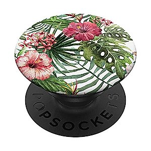 Cute Floral Hibiscus Flower Pattern Jungle Exotic Tropical PopSockets PopGrip: Swappable Grip for Phones & Tablets