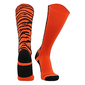 Crazy Socks with Safari Tiger Stripes Over the Calf Socks (Orange/Black, Small)