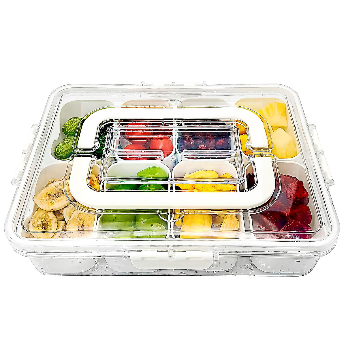 BOYUANSCH 8-Compartment Snackle Box | Portable Divided Food Storage Container & Serving Tray | Travel Snack Container | Great for Parties, Travel & Daily Use