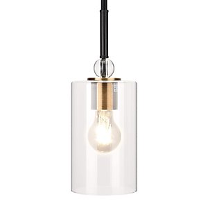 UL-Listed Glass Pendant Light with E26 LED Bulb, JACKYLED Adjustable Height Antique Brass Hanging Light, Modern Gold Pendant Light for Kitchen Island