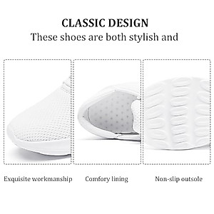 HIIGYL Womens Running Shoes Lightweight Breathable Walking Sneakers Athletic Workout Gym Tennis Shoes White Size 8.5