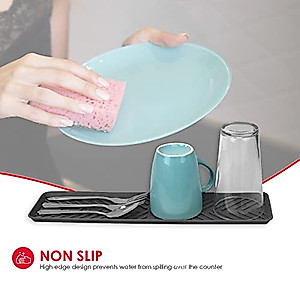 Home Basics Ridged Plastic Non-Skid Dish Drying Mat, Grey (1)