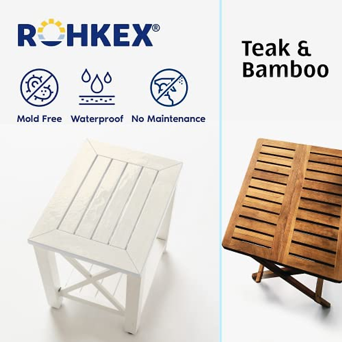 Shower Bench Waterproof - Bathroom Stool with Storage Shelf - Wood Style Bathroom Bench - Small Shower Stool for Shaving Legs - Non-Slip Adjustable Feet - Shower Seat Doubles as a Corner Shower Stool