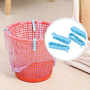 Cabilock 20pcs Trash Bag Clip Simple Pratical Fixed Waste Bin Bag Holder Rubbish Clip Garbage Can Clamp Holder (Blue)