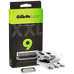 Gillette Labs Razor Blades Men, Pack of 9 Razor Blade Refills, Compatible with GilletteLabs with Exfoliating Bar and Heated Razor