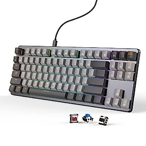 CIDOO 87 Keys RGB Mechanical Keyboard, Low Profile Gaming Keyboard with Aluminum housing, TKL Hot-Swappable Ultra-Slim 80 Percent Keyboard for Gaming and Work, Compatible with Windows System