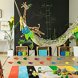 40 Pcs Felt Dinosaur Footprints Floor Decals Colorful Dinosaur Cutouts Removable Dinosaur Tracks Decal Stickers Dino Footprints for Kids Dinosaur Party School Playroom Nursery Classroom Decoration