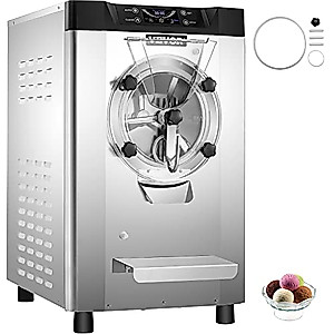 VEVOR Commercial Hard Ice Cream Machine Hard Serve Ice Cream Maker w/ 4.8-6.3 Gal/H Production Hard Ice Cream Machine w/ 1.6 Gal Cylinder Countertop Hard Yogurt Maker w/ 2000W Compressor & LCD Screen
