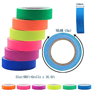 158feet Glow in The Dark Paper Neon Garland Streamers Tape Stickers Birthday Party Supplies and Decorations Reactive Fluorescent Blacklight Neon 80's Party Favors Birthday Christmas Decorations