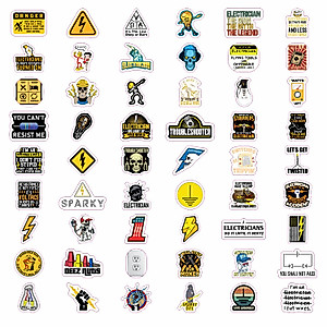 BulbaCraft 100Pcs Funny Electrician Stickers for Hard Hats, Electrician Hard Hat Stickers and Decals, Funny Electrician Gifts for Men, Gifts for Electrician Men, Electrician Gift Ideas