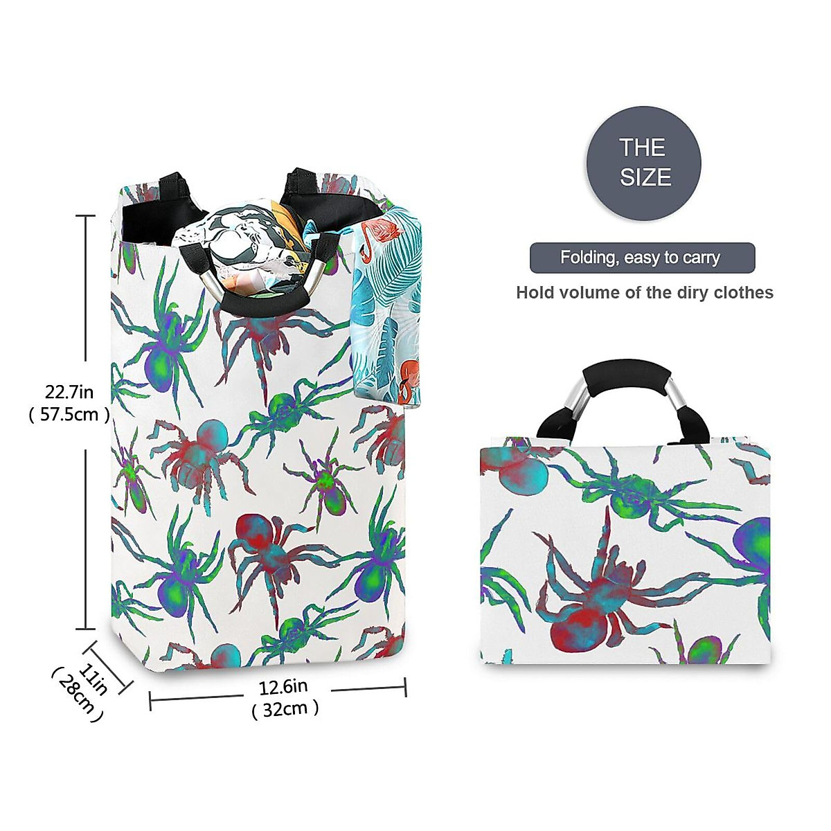 susiyo Exotic Tarantula Laundry Basket with Handles Large Storage Bin Collapsible Fabric Laundry Hamper Foldable Laundry Bag for Dirty Clothes Toy Bins Gift Baskets Bedroom Baby Nursery