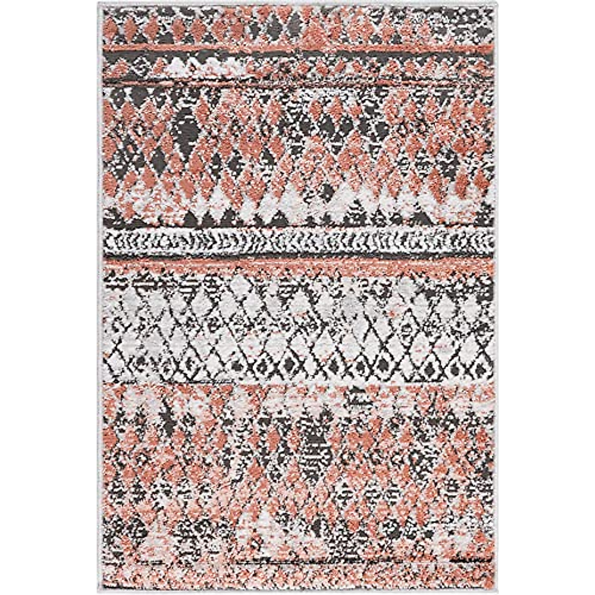 Rugs.com Leipzig Collection Area Rug – 2' x 3' Salmon Low-Pile Rug Perfect for Entryways, Kitchens, Breakfast Nooks, Accent Pieces