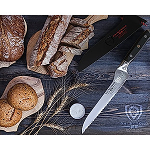 Dalstrong Serrated Offset Bread Knife - 8 inch - Shogun Series - Deli Knife - Damascus - AUS-10V Japanese Super Steel - Bread Slicer Cutter - Slicing Knife - Vacuum Treated - G10 Handle - Sheath