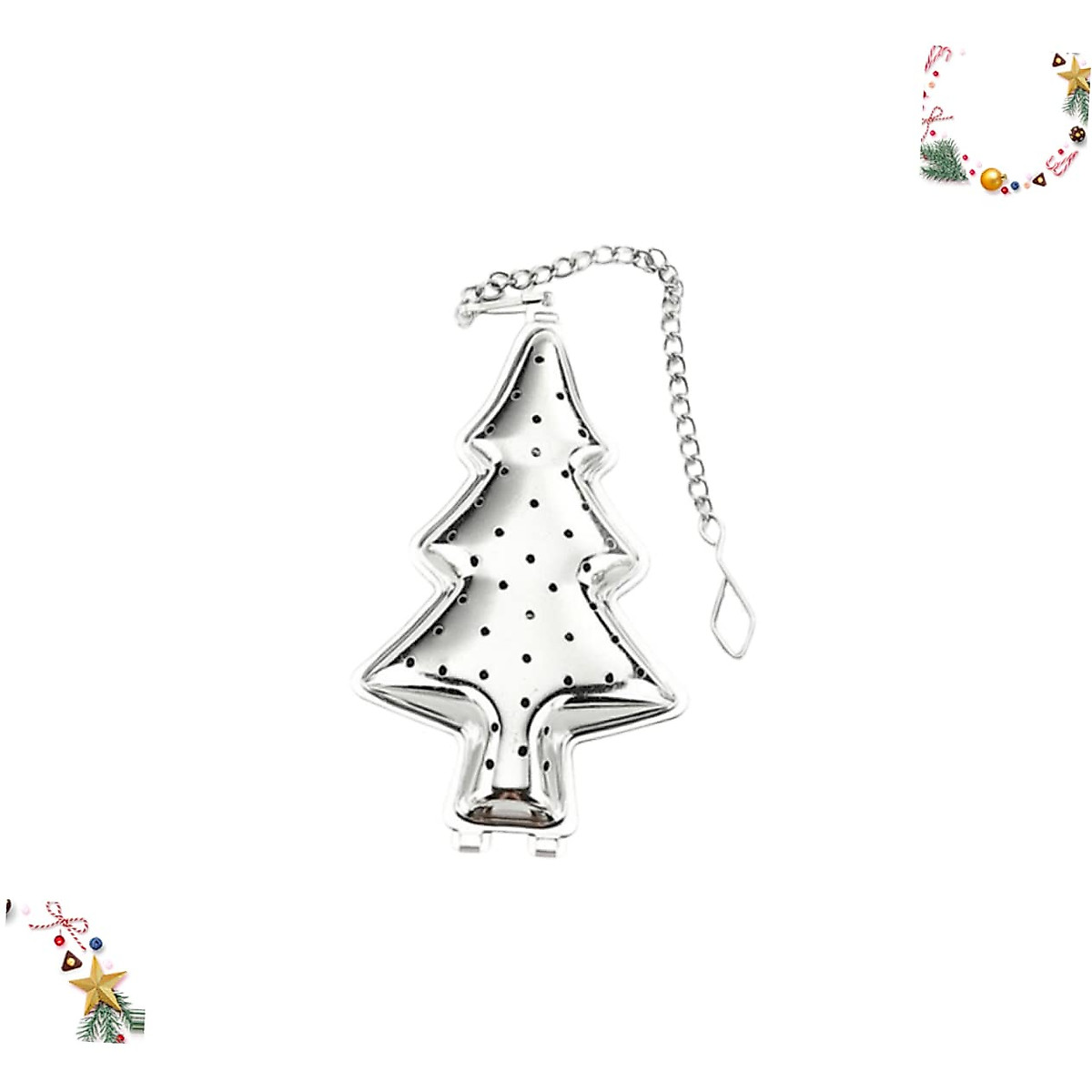 NOLITOY 2pcs Tea Ball Infuser Soup Strainer Stainless Steel Tea Infuser Tea Diffuser for Loose Tea Silver Tea Ball Metal Strainer Chic Tea Leaker Filter Ball Snap Christmas Tree