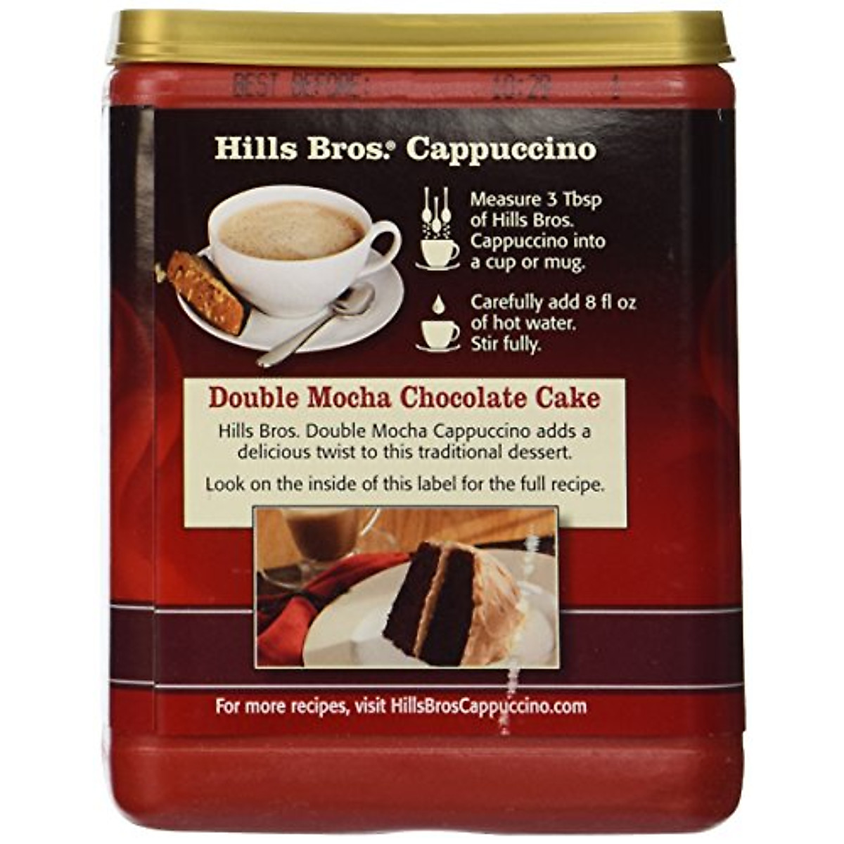 Hills Bros. Coffee Instant Cappuccino Double Mocha, 16-Ounce Jars (Pack of 6)