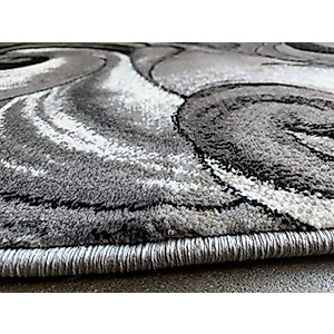 Sculpture Modern Runner Area Rug Turquoise Gray Black & Grey Contemporary Designr 410 (2 Feet X 7 Feet 1 Inch)