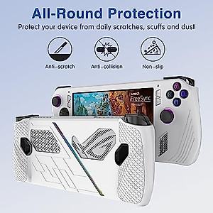 ZHUOVERCI Silicone Protective Case for ASUS Rog Ally 7" 2023, Soft Full Body Cover for Rog Ally Handheld with Non-Slip & Shockproof - White