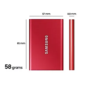 SAMSUNG T7 Portable SSD, 1TB External Solid State Drive, Speeds Up to 1,050MB/s, USB 3.2 Gen 2, Reliable Storage for Gaming, Students, Professionals, MU-PC1T0R/AM, Red