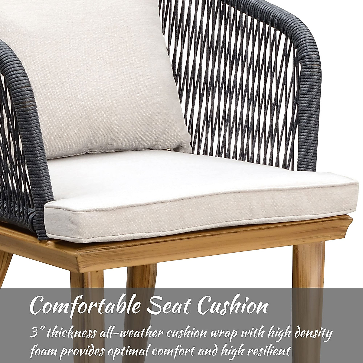 PURPLE LEAF Patio Dining Chair Set 2 Pieces Metal Wicker Rattan Chairs for Outside Porch Garden Kitchen Modern Outdoor Furniture Seating