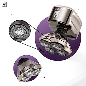 Skull Shaver Pitbull Platinum Pro Head & Face Shaver with Bonus Blade - Electric Razor/Shaver for Bald Head, Face & Body. Travel-Friendly, Wet/Dry Shave.