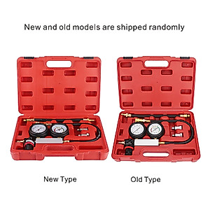 Cylinder Leakage Detector, Dual Pressure Gauges Engine Compression Leakdown Detector Tester Kit for Piston, Valve, Head Gasket Diagnosis Leakage Test Set, with Spark Plugs