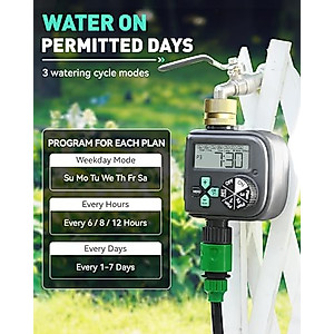 RAINPOINT Sprinkler Timer with 3 Different Programs, Waterproof Hose Timer Brass Inlet, Water Timer with Rain Delay/Manual/Automatic Irrigation Timer System, 1 Outlet