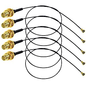 IPX to RP-SMA Female Extension Cable 0.81mm U.fl MHF4 to RP SMA Female Wifi Antenna Cable for Wireless Network Bluetooth Mini PCI to Reverse Polarity SMA Female Coaxial Cable 12inch (30cm) 5 Pack