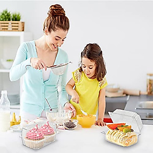 200 Pcs Clear Hoagie Container, 7.3 x 4.9 x 3.8 inch Plastic Hinged Food Container, Disposable Clamshell Take Out Food Containers for Salads, Hamburger, Fruit, Cake, Cookie, Sandwiches