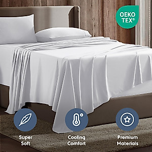 Nestl Full Size Sheet Sets - 4 Piece Full Size Sheets, Deep Pocket, Hotel Luxury, Extra Soft, Breathable and Cooling, White Bed Sheets for Full Size Mattress