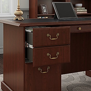 Bush Furniture Saratoga Executive Desk in Harvest Cherry and Black