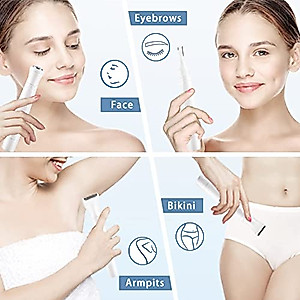 Zoushinn Electric Razor for Women, 4-in-1 USB Cordless Electric Shaver, IPX4 Waterproof Wet & Dry Use Lady Bikini Pubic Hair Trimmer, Painless Eyebrow Trimmer and Facial Hair Removal, Body Razor