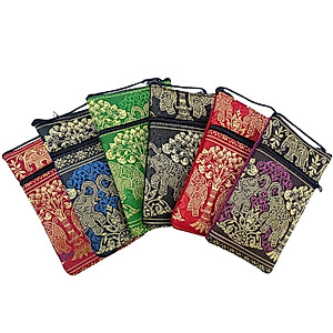 ablossom, Hmong Bag Hill Tribal Elephant Mini Crossbody Single Shoulder Unique Handmade For Women Cell Phone Purse Passport Holder & Travel Pouch Multicolor Handbag, Pack Of 6