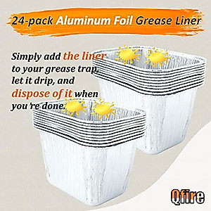Qfire Grease Drip Cup Liner Compatible with Razor Griddle GGC1643M/GGC1643L 4 Burner Propane Gas Griddle,Also for Pit Boss 2B/3B/4B Ultimate Griddle Grease Pan Liners Accessories,24 Pack (Big Size)