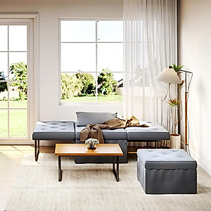 TC-HOMENY Sofa Bed with Pillow, 4 in 1 Multi-Function Adjustable Backrest Sleeper Chair Bed, Soft and Thick Sponge Cushion with Convertible Sofa Chair