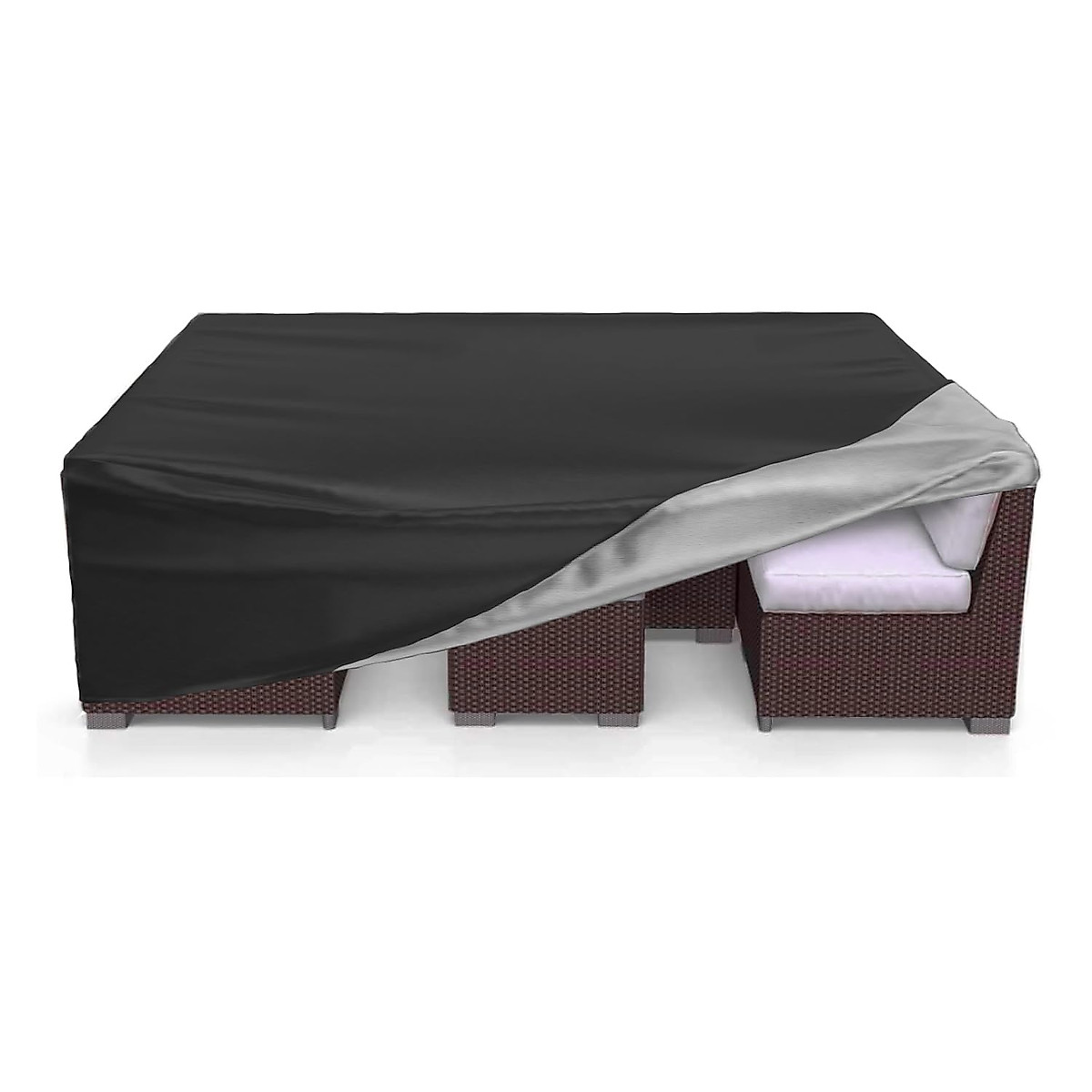 600D Heavy Duty Large Waterproof Tea Table Cover -96" Outdoor Sofa Set Covers- Rectangular Patio Table Cover , Dining Table Cover, Table and Chair Set Cover Black