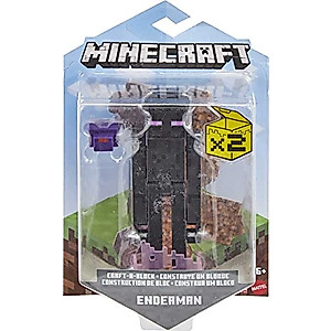 Mattel Minecraft Craft-A-Block Enderman Figure, Authentic Pixelated Video-Game Characters, Action Toy to Create, Explore and Survive, Collectible Gift for Fans Age 6 Years and Older