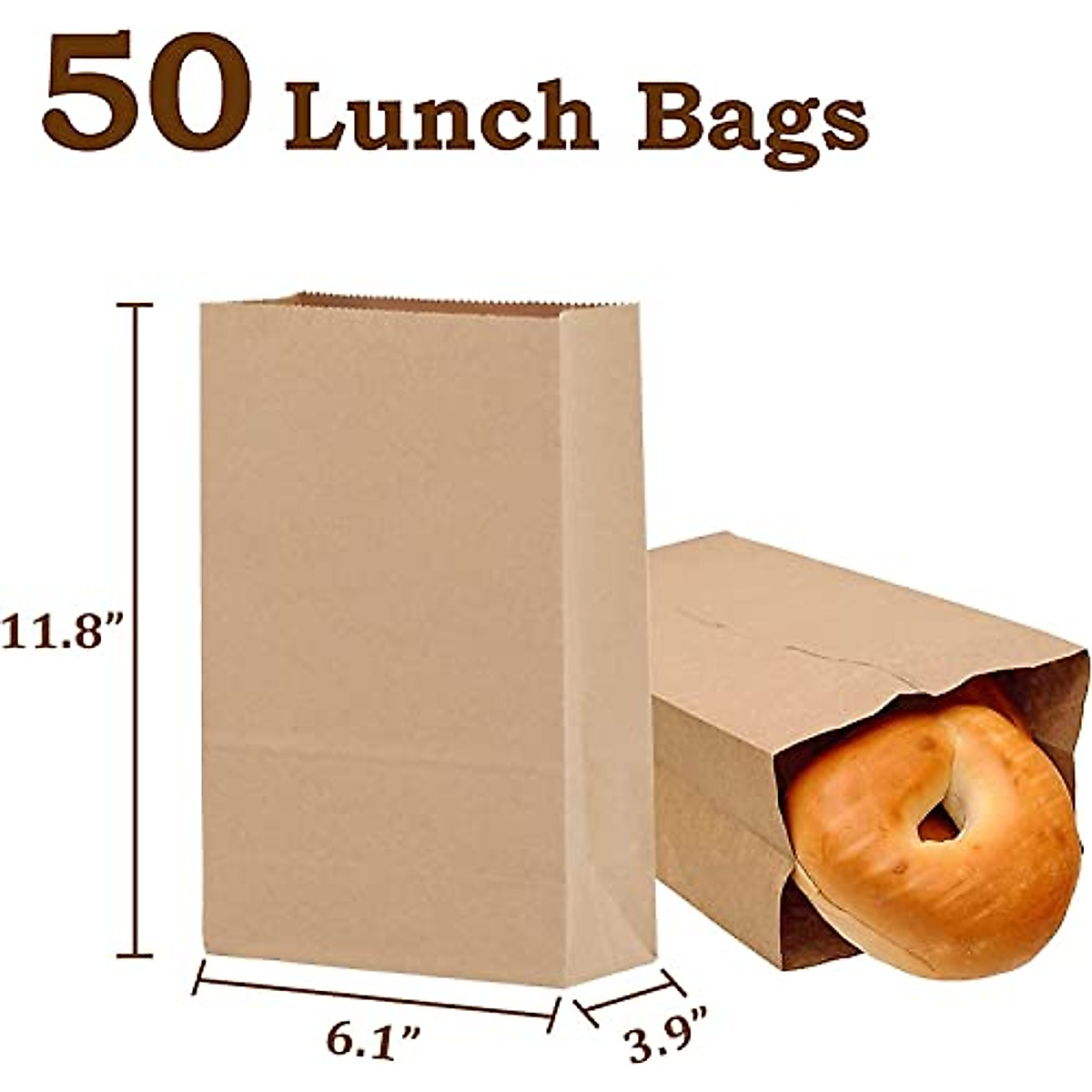 Paper Lunch Bags Brown Paper Lunch Bags Brown Paper Bags Bulk for Small Business (30 PIECE-4LB)