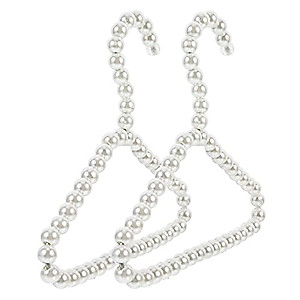 POPETPOP Pearl Cloth Hanger 2pcs Pearl Beads Metal Clothes Hangers Mini Pearl Hangers Baby Clothes Rack for Dogs Cats Kids