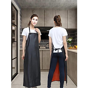 Waterproof Apron Rubber Vinyl, Heavy Duty 43" x 31" Plastic Apron Keeps You Clean and Dry When Dishwashing, Lab Work, Butcher, Dog Grooming, Cleaning Fish