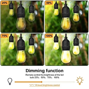 Outdoor Dimmer for String Lights,350W String Light Dimmer Switch,100ft Remote Control Dimming Timer for Led Light,Lamp and Patio Light,Dimmer for Outdoor String Light,Dimmer Plug,Timer,Waterprooof