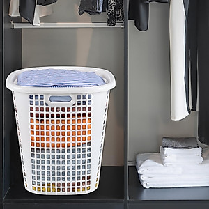 Lasbily 6 Packs 50 L Plastic Laundry Hamper, Tall Dirty Clothes Basket with Cut Out Handle, White