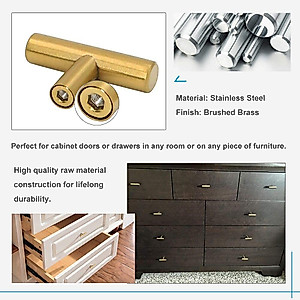 goldenwarm Knobs for Dresser Drawers Brushed Brass Cabinet Knobs - LS201GD Contemporary Cabinet Hardware Knob 2" Overall Length Gold Cabinet Drawer Handles 30 Pack