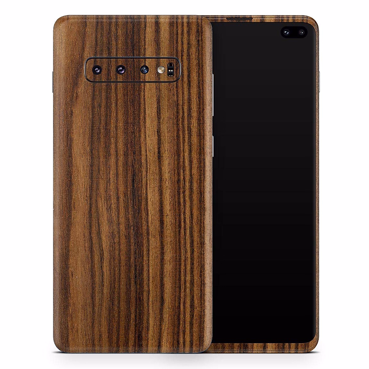 DesignSkinz Bright Ebony Woodgrain Protective Vinyl Decal Wrap Skin Cover Compatible with The Samsung Galaxy S20 (Screen Trim & Back Glass Skin)