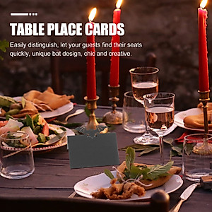 Gadpiparty 50pcs Halloween Bat Places Cards Black Blank Place Cards Table Tent Cards Seating Place Cards for Halloween Party Wedding Anniversary Table Decor