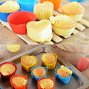 42 pcs Silicone Cupcake Baking Cups, SENHAI Non-Stick Heat Resistant Cake Molds Ice Cube Molds for Making Muffin Chocolate Bread - 6 Shapes