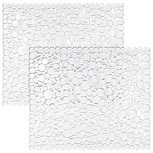 Coopay 2 Pack Kitchen Sink Mat Plastic Sink Protect Mat PVC Eco-friendly Kitchen Adjustable Stainless steel/Porcelain Dish Drying Pad Sink Protector for Bottom of Kitchen Sink, 12.6” x 10.5” (Clear)